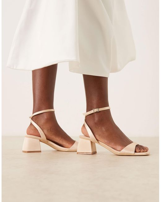 Be Mine Wide Fit Bridal Ammie Low Block Heel Sandals in Natural | Lyst