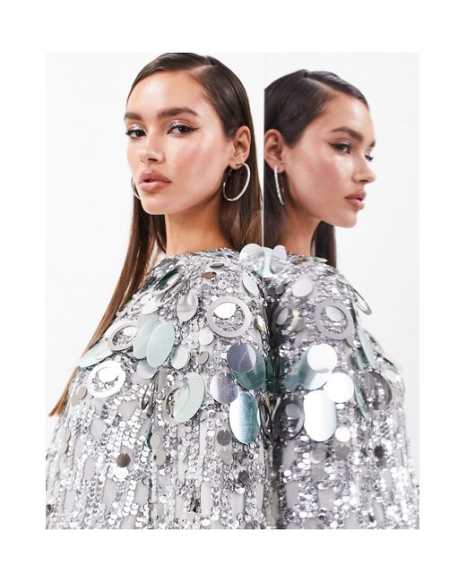 ASOS Stacked Multi Sequin Loose Fit Mini Dress in Gray | Lyst ASOS Stacked Multi Sequin Loose Fit Mini Dress in Gray | Lyst