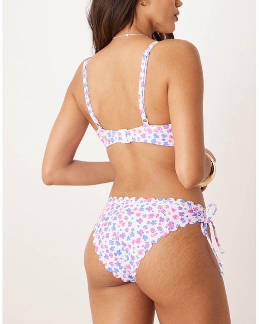 Peek & Beau Fuller Bust Scallop Ditsy High Leg Bikini Bottom in Blue | Lyst