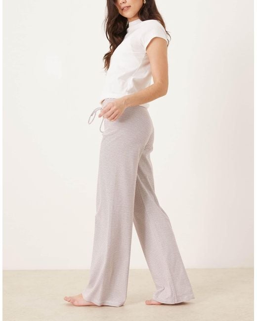Gina Tricot Stripe Loungewear Trousers in Natural | Lyst