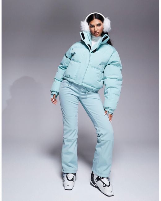 ASOS Ski Boxy Fit Puffer Ski Jacket in Blue | Lyst
