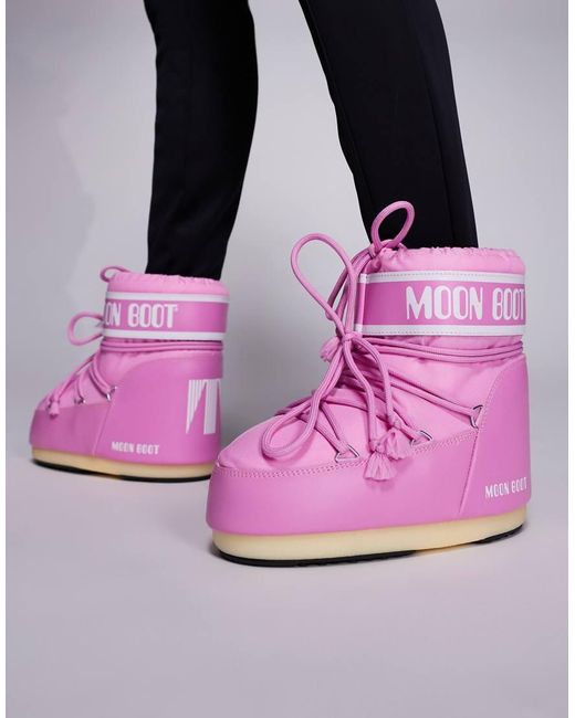 Moon Boot Moonboot Icon Low Nylon in Pink | Lyst UK