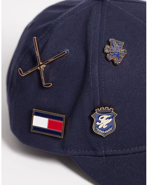 Tommy Hilfiger Script Logo Badge Hat in Blue for Men | Lyst
