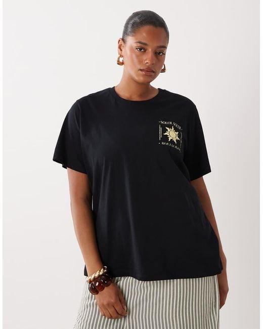 ASOS Asos Design Curve T-shirt With Soleil Sun Graphic in Black | Lyst UK