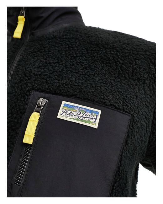 Polo Ralph Lauren Rodeo Print Borg Jacket in Black for Men | Lyst Australia