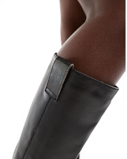 schuh Doria Square Toe Chunky Riding Boots in Black | Lyst Australia