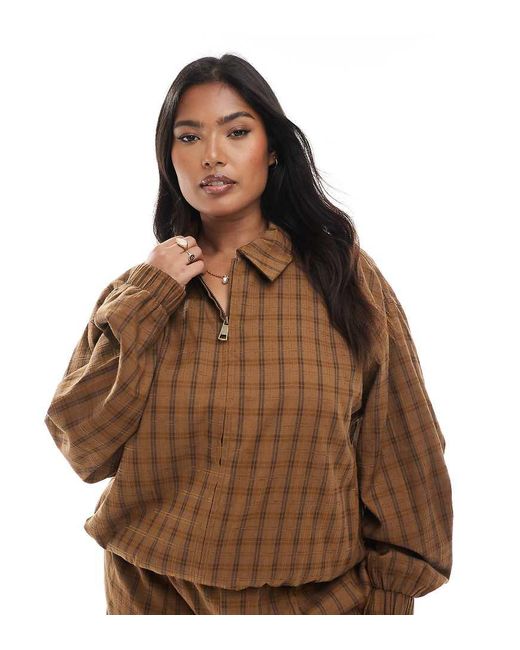 ASOS Asos Design Curve Bubble Hem Jacket Co-ord in Brown | Lyst UK