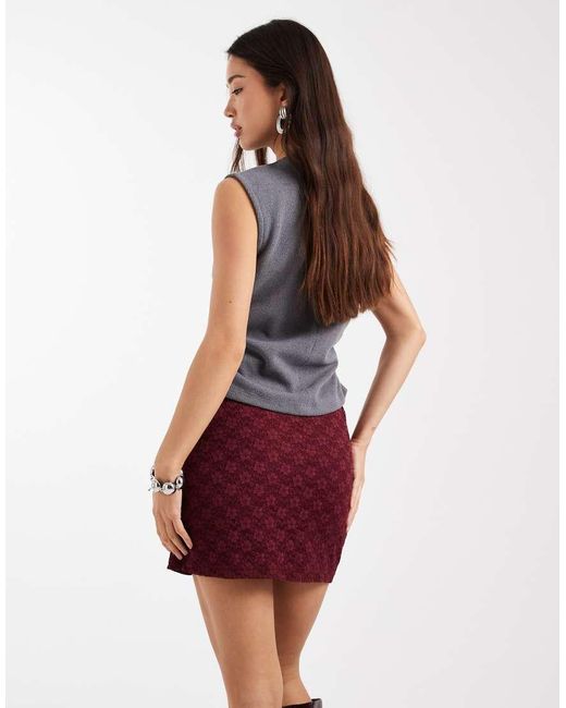 ASOS Lace Mini Skirt in Red | Lyst UK