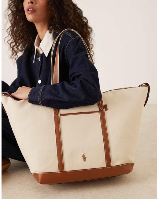 Polo Ralph Lauren Large Shopper Canvas Tote in Blue | Lyst UK