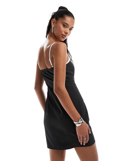 Kaiia Lace Bra Detail Tailored Bandeau Mini Dress in Black | Lyst