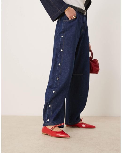 ASOS Lithe Point-toe Ballet With Vamp Tie in Blue | Lyst