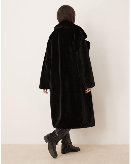 ASOS Longline Chuck On Faux Fur Coat in Black | Lyst