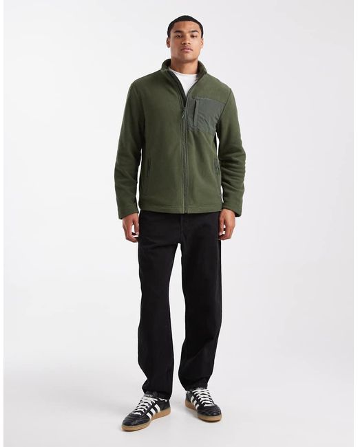 New Look Tech Fleece Jacket in Green for Men | Lyst UK