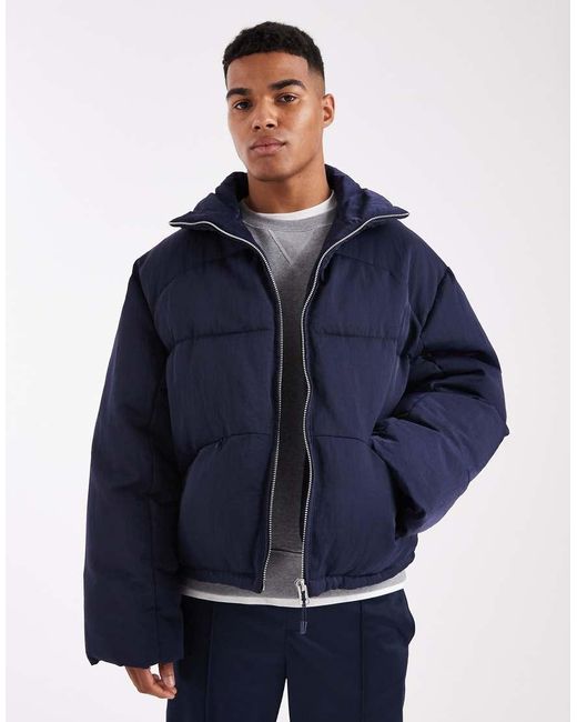 ASOS Oversized Puffer Jacket in Blue for Men | Lyst UK