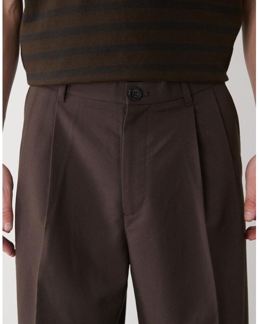 Weekday Wide Leg Tailored Pants With Front Pleats in Brown for Men ...