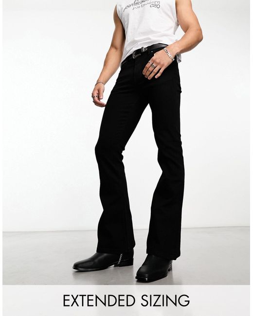 Asos Stretch Flare Jeans In Black For Men Lyst