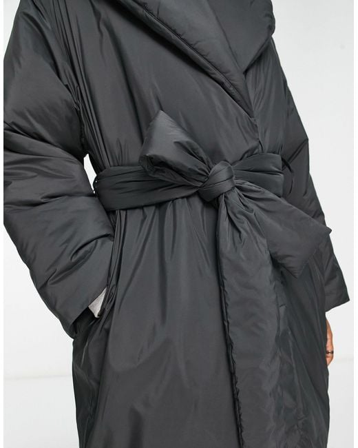 Weekday Zyan Padded Coat With Belt Detail in Blue | Lyst