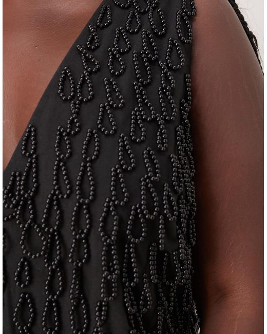 ASOS Asos Design Curve Deep V Neckline Embellished Mini Shift Dress in ...