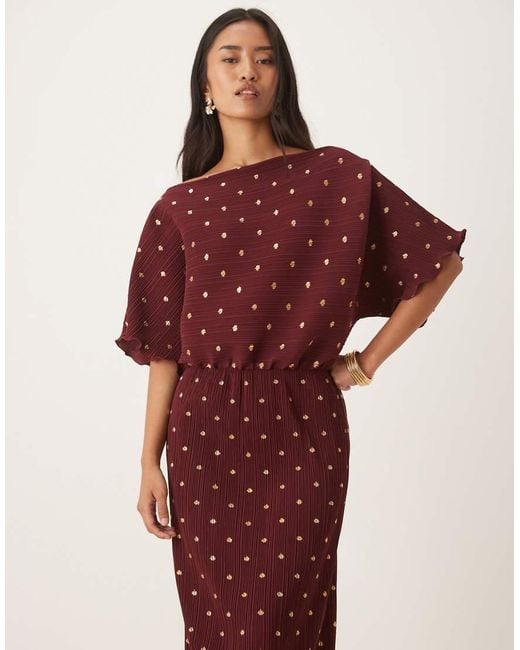 Never Fully Dressed Tilly Metallic Plisse Off The Shoulder Maxi Dress ...