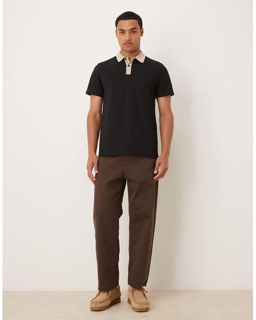 ASOS Heavyweight Polo With Contrast Collar in Black for Men | Lyst UK