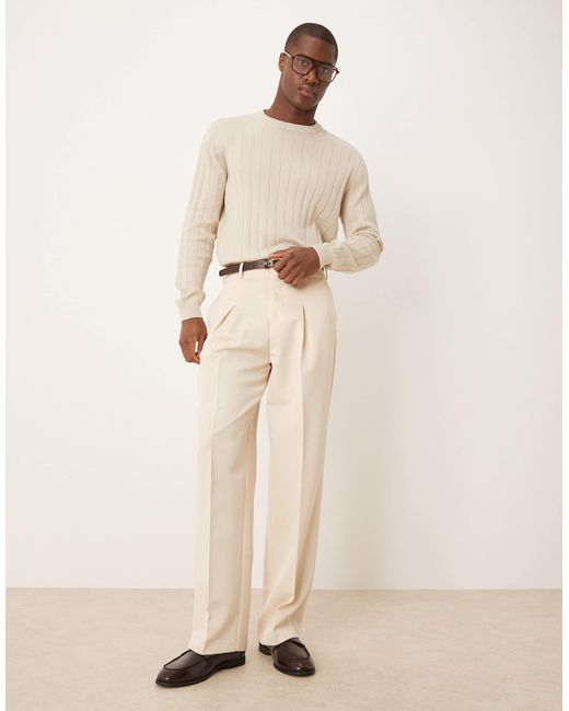 ASOS Smart Wide Leg Twill Pants in Green for Men | Lyst