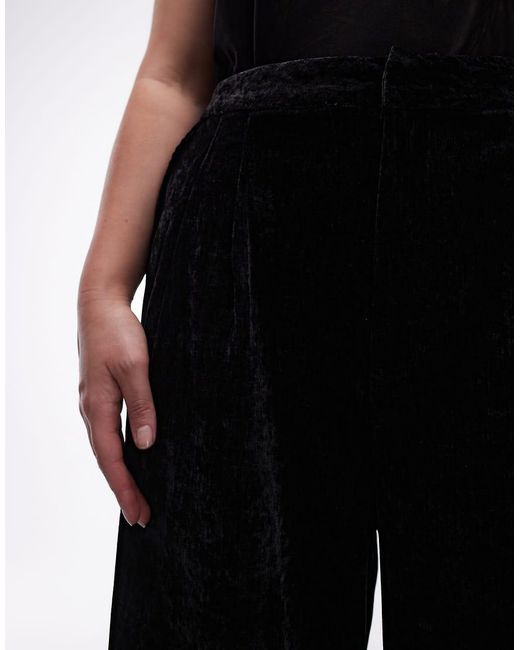 ASOS Asos Design Curve Textured Velvet Tailored Wide Leg Pants in Black ...