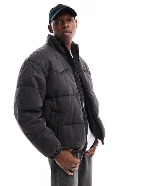 Levi's Western Super Down Denim Puffer Jacket in Black for Men | Lyst UK