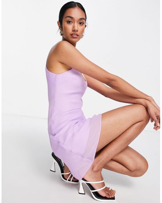 Asos Bias Cut Scoop Neck Mini Dress In Purple Lyst Canada