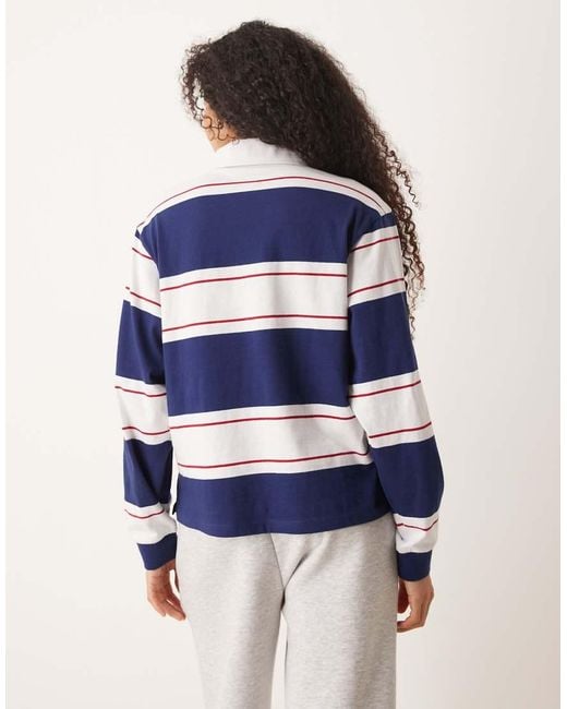 ASOS Oversized Rugby Shirt in Blue | Lyst UK