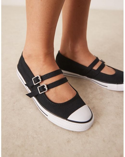 Converse Chuck Taylor All Star Dainty Mary Jane Ballet Flats in Natural ...