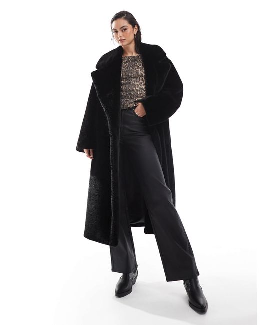 ASOS Longline Chuck On Faux Fur Coat in Black | Lyst
