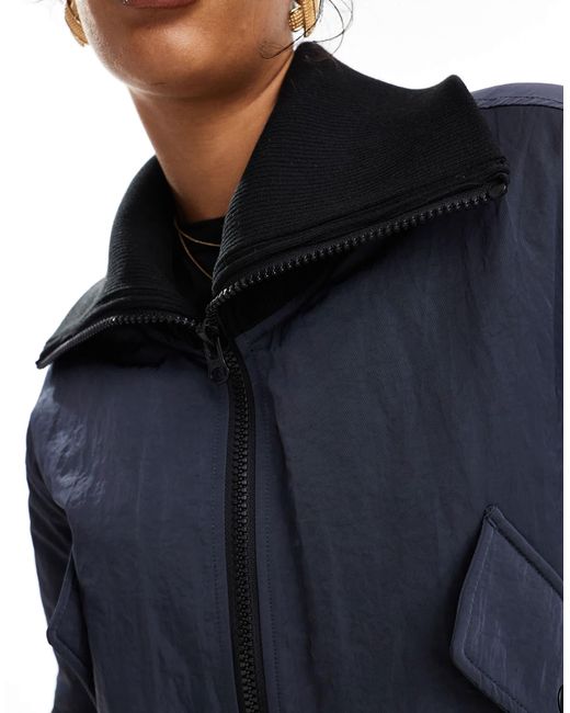 ASOS Rib Collar Casual Jacket in Blue | Lyst