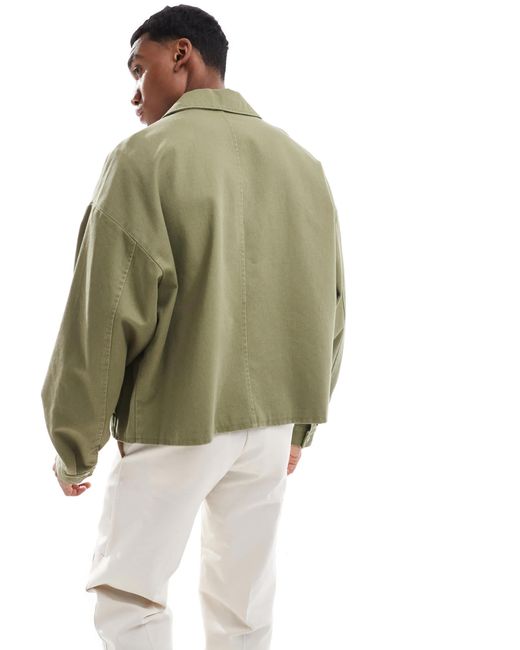 ASOS Boxy Oversized Harrington Jacket in Green for Men | Lyst