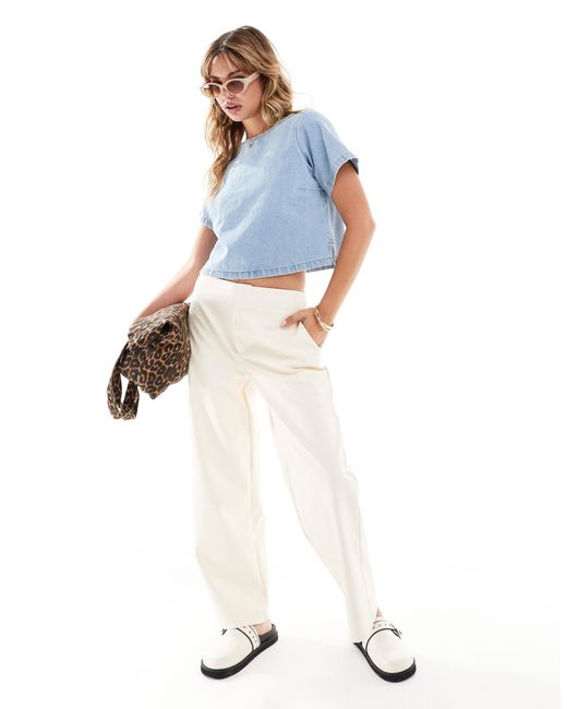 ASOS Denim Boxy Top in Blue | Lyst