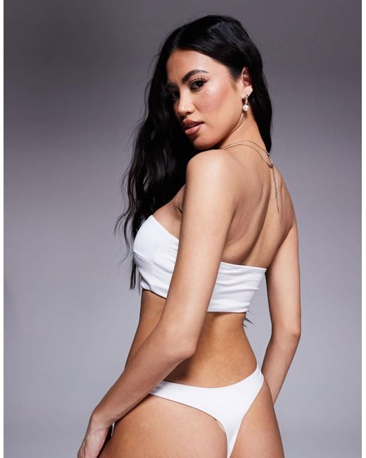 ASOS Maya Mix And Match High Leg Thong Bikini Bottom in White | Lyst