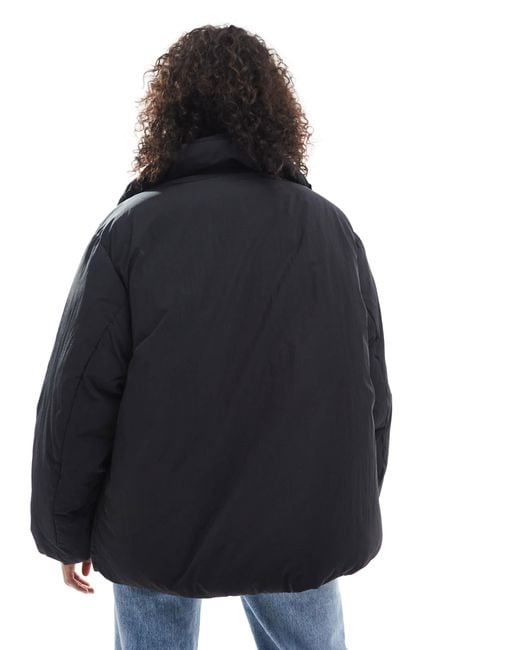 ASOS Funnel Neck Clean Puffer Jacket in Blue | Lyst