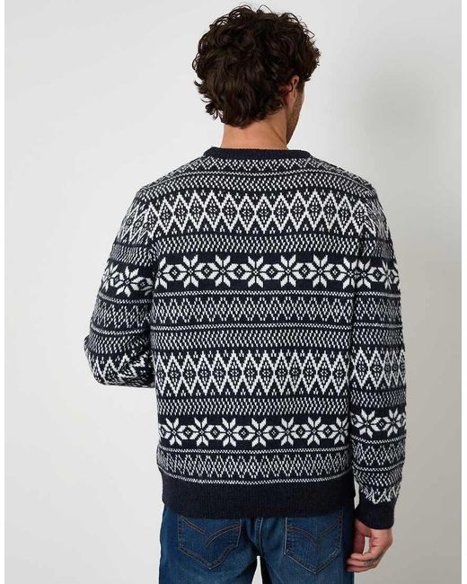 Threadbare Fairisle Crew Neck Christmas Jumper in Blue for Men | Lyst UK