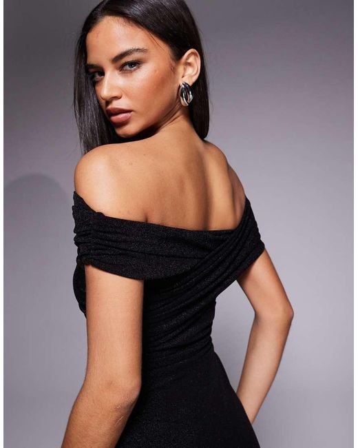 Forever New Mesh Cross Over Off The Shoulder Maxi Dress in Blue | Lyst UK