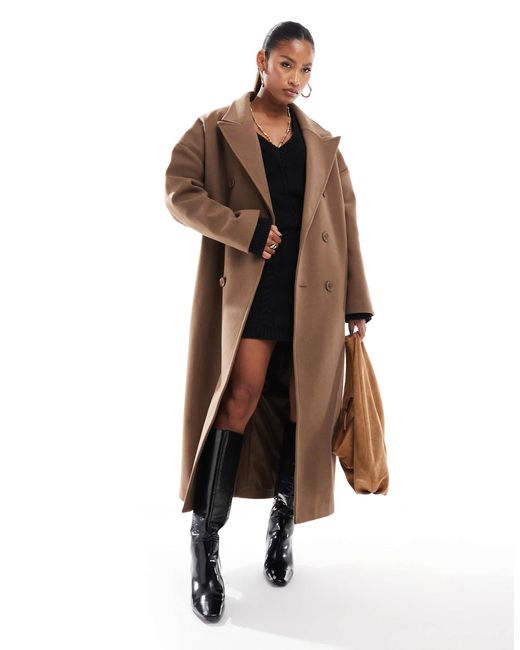 Aria Cove Maxi Formal Wool Style Coat in Natural | Lyst