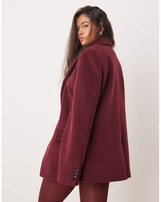 ASOS Extreme Shoulder Oversized Wool Look Blazer in Red | Lyst UK