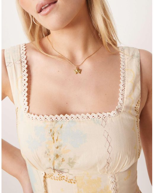 ASOS Prairie Square Neck Maxi Dress With Dropped Waist in Natural | Lyst