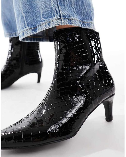New Look Croc Heeled Boot in Blue | Lyst UK