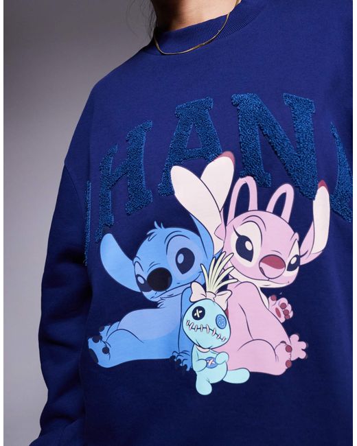 ASOS Disney Unisex Oversized Sweatshirt With Stitch And Angel Boucle ...