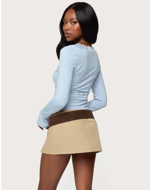 Edikted Mathilda Lacey Bell Sleeve Top in Blue | Lyst UK