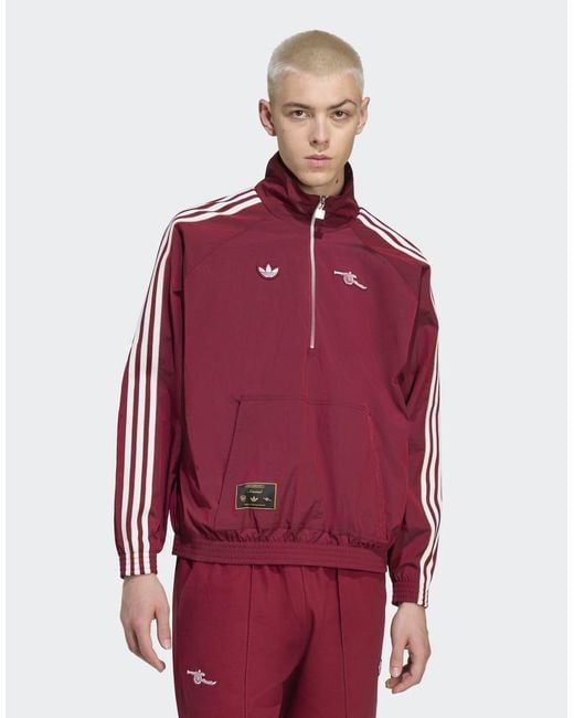 adidas Originals Arsenal Terrace Icons Half-Zip Jacket in Red for Men ...