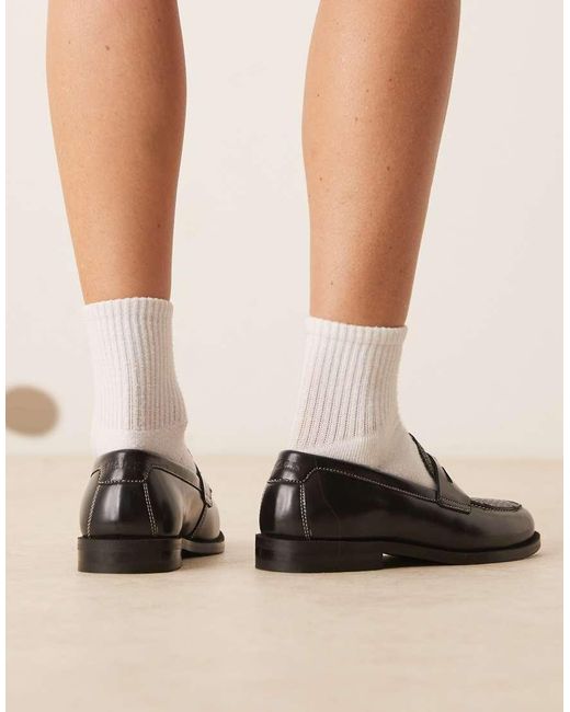 Walk London Rhea Croc Penny Loafer in Natural | Lyst UK