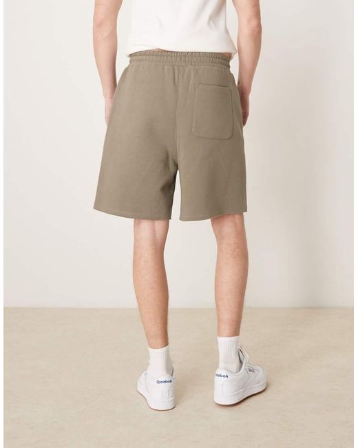 ASOS Oversized Co-ord Short With Woven Patch And Raw Edge in Natural ...