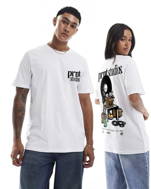 PRNT Studios Vinyl Front Print And Back Print Relaxed T-Shirt in ...