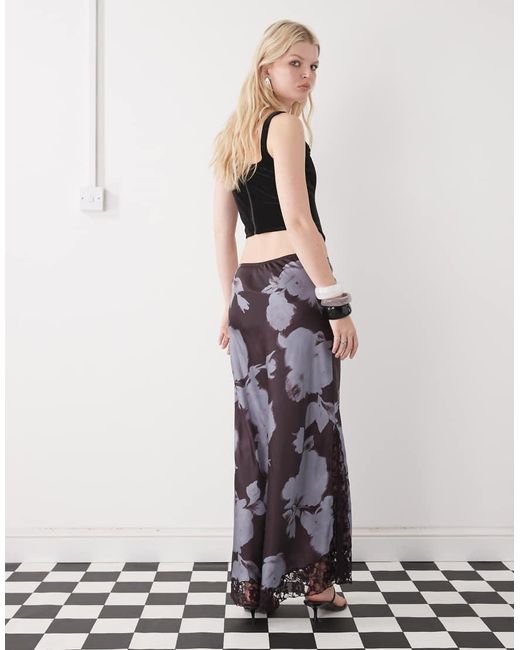 Reclaimed (vintage) Limited Edition Satin Midi Skirt With Lace Inserts ...