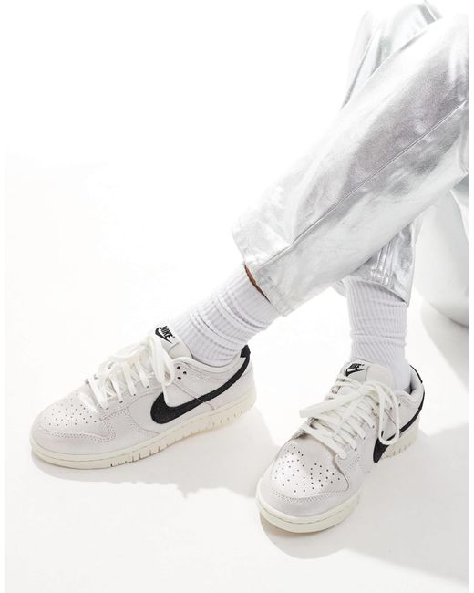 Nike Dunk Low Glitter Sneakers in White | Lyst